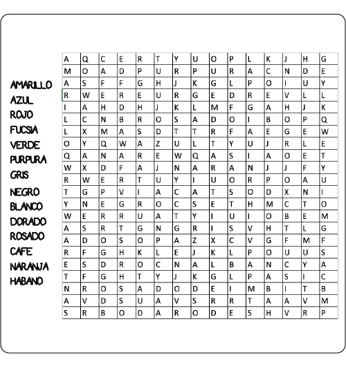 Sopa de letras Colores – 123 por mi