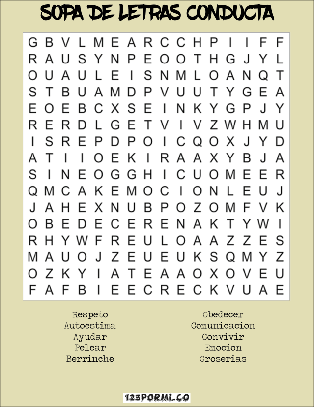 Sopas De Letras Sobre Autoestima