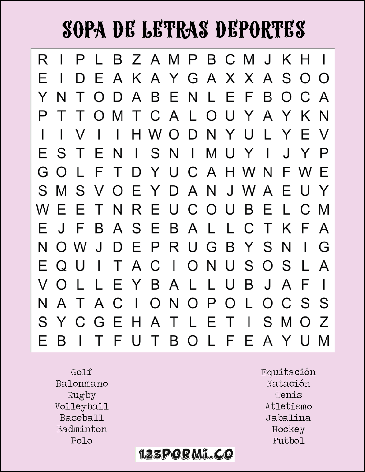 Sopas De Letras Sobre Deportes