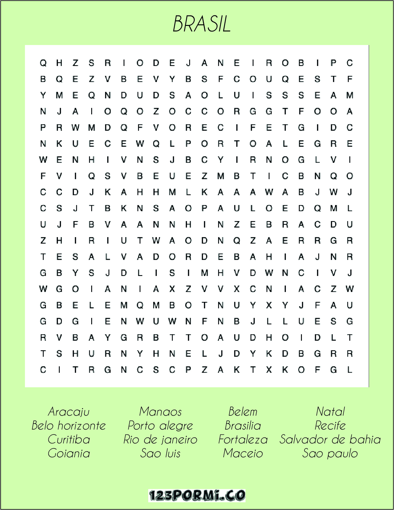 Crossword puzzle Brasil – 123 por mi