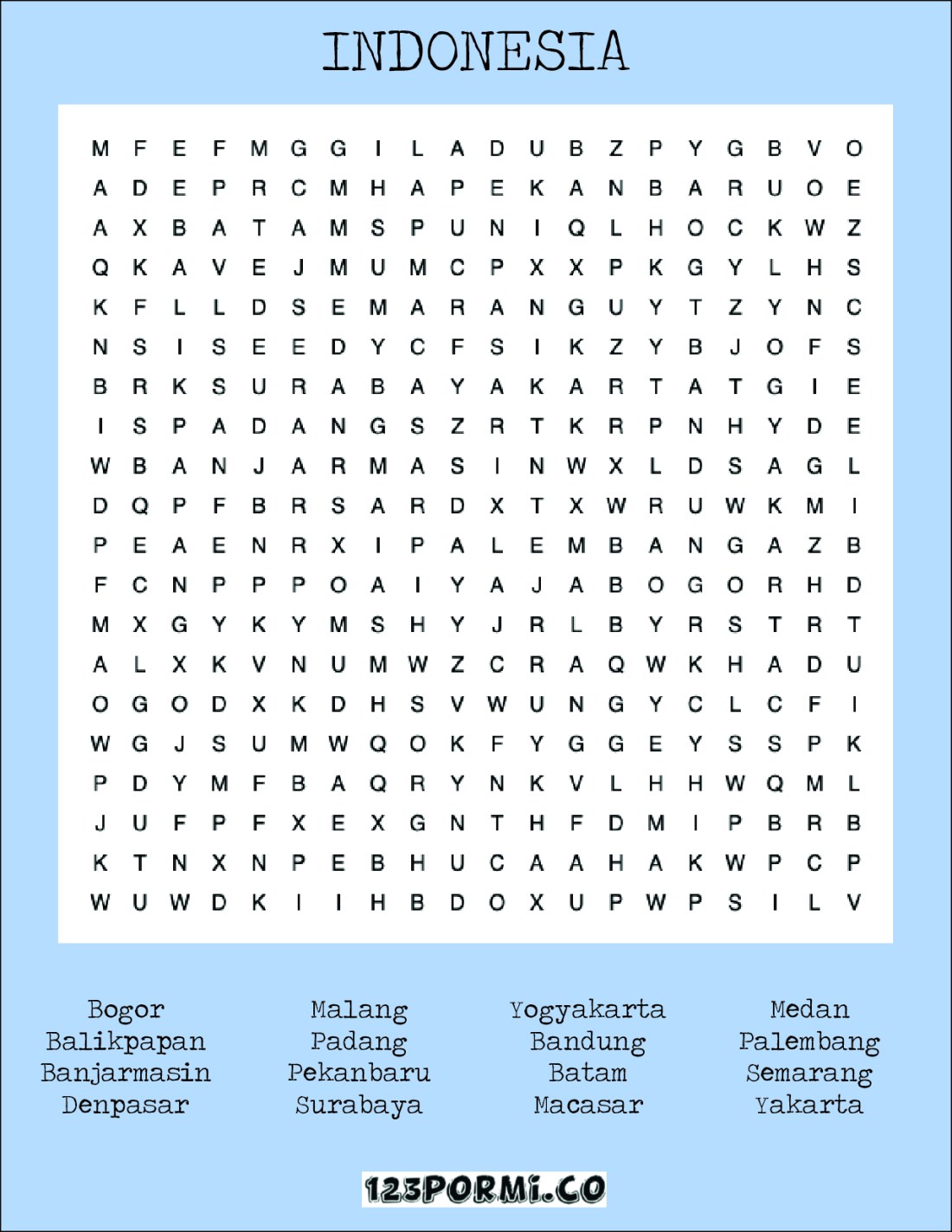 Crossword puzzle Indonesia – 123 por mi