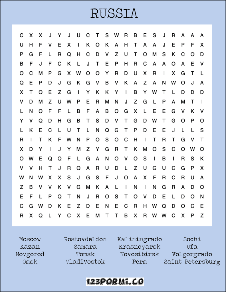 Russia Word Search – 123 por mi