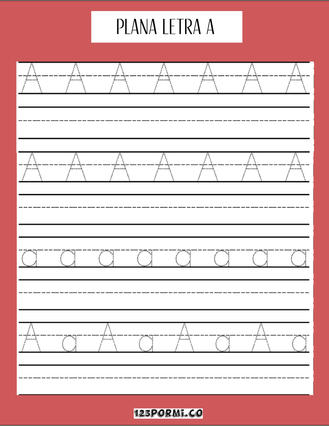 Plana letra A – 123 por mi