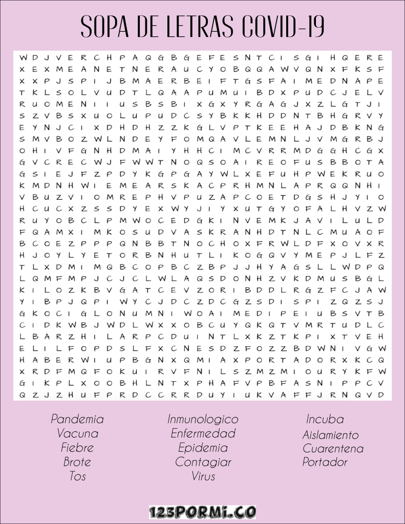 Sopa de letras Pandemia Virus COVID-19 – 123 por mi