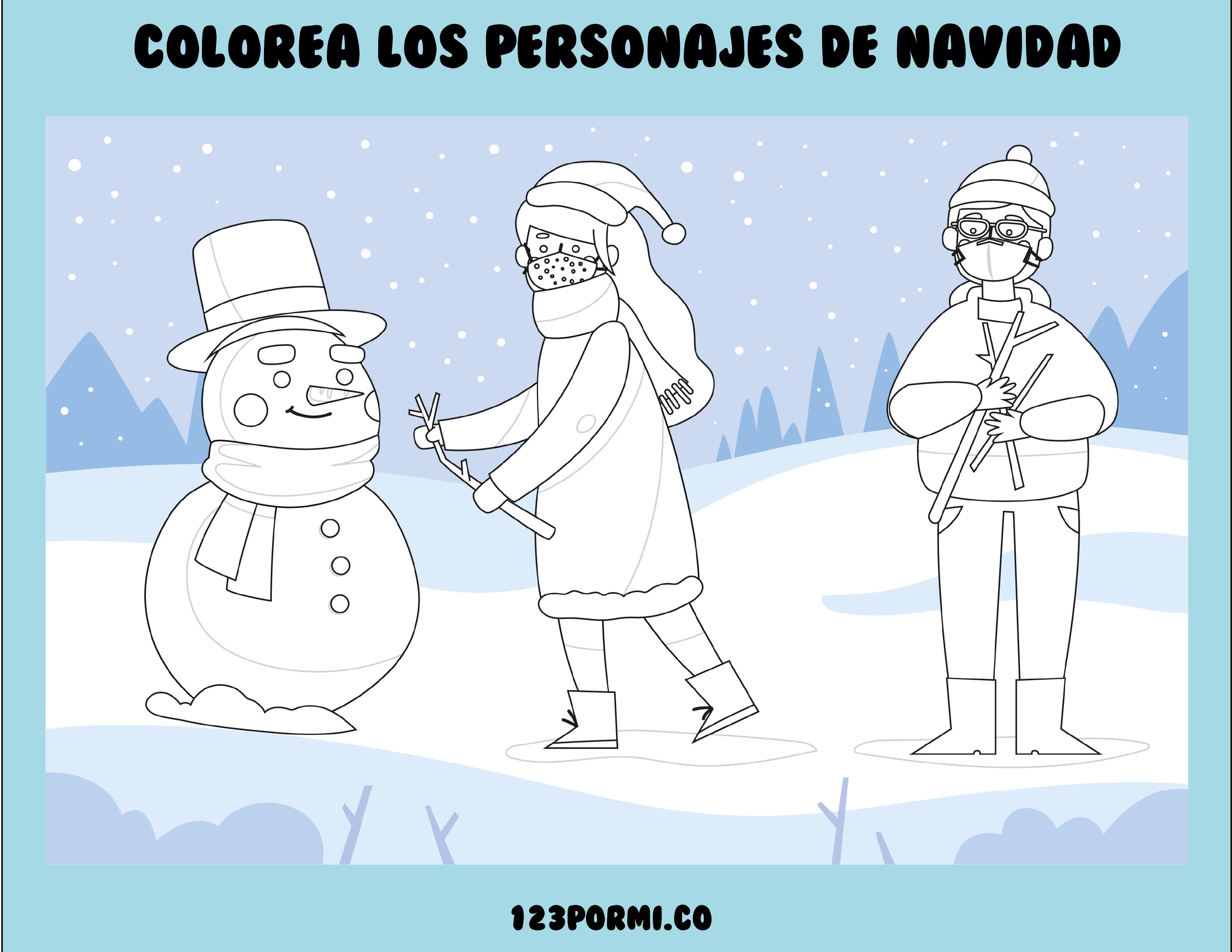 Colorea los personajes – 123 por mi