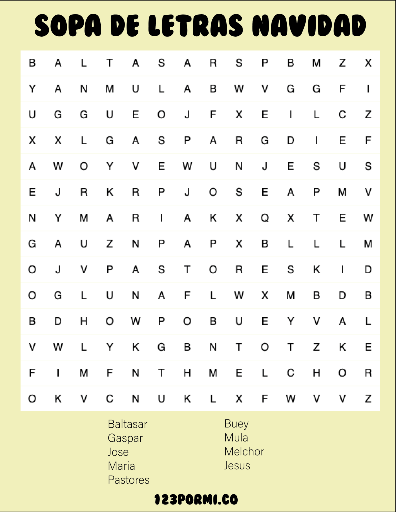 Sopa de letras navidad – 123 por mi