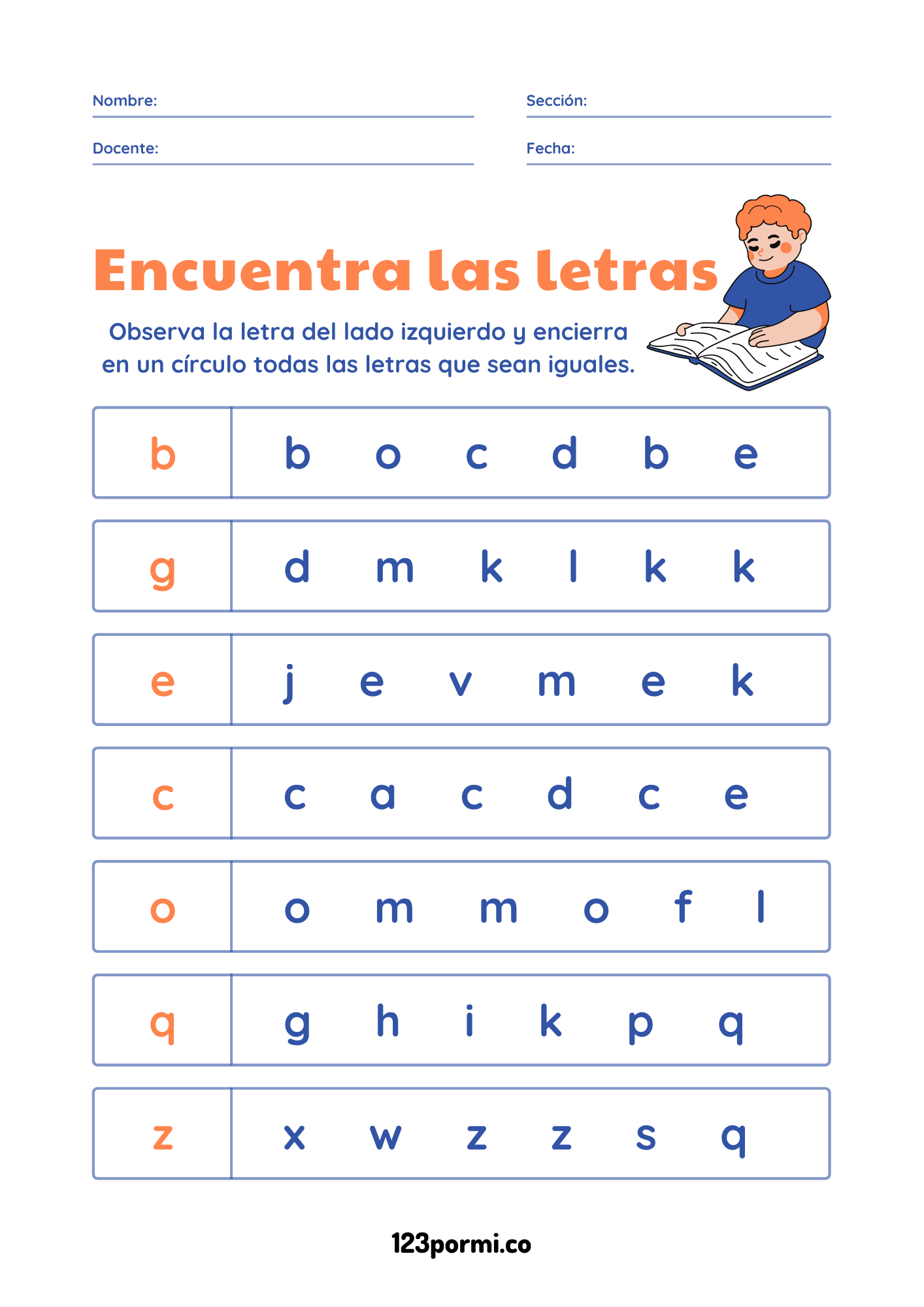 Encuentra las letras – 123 por mi