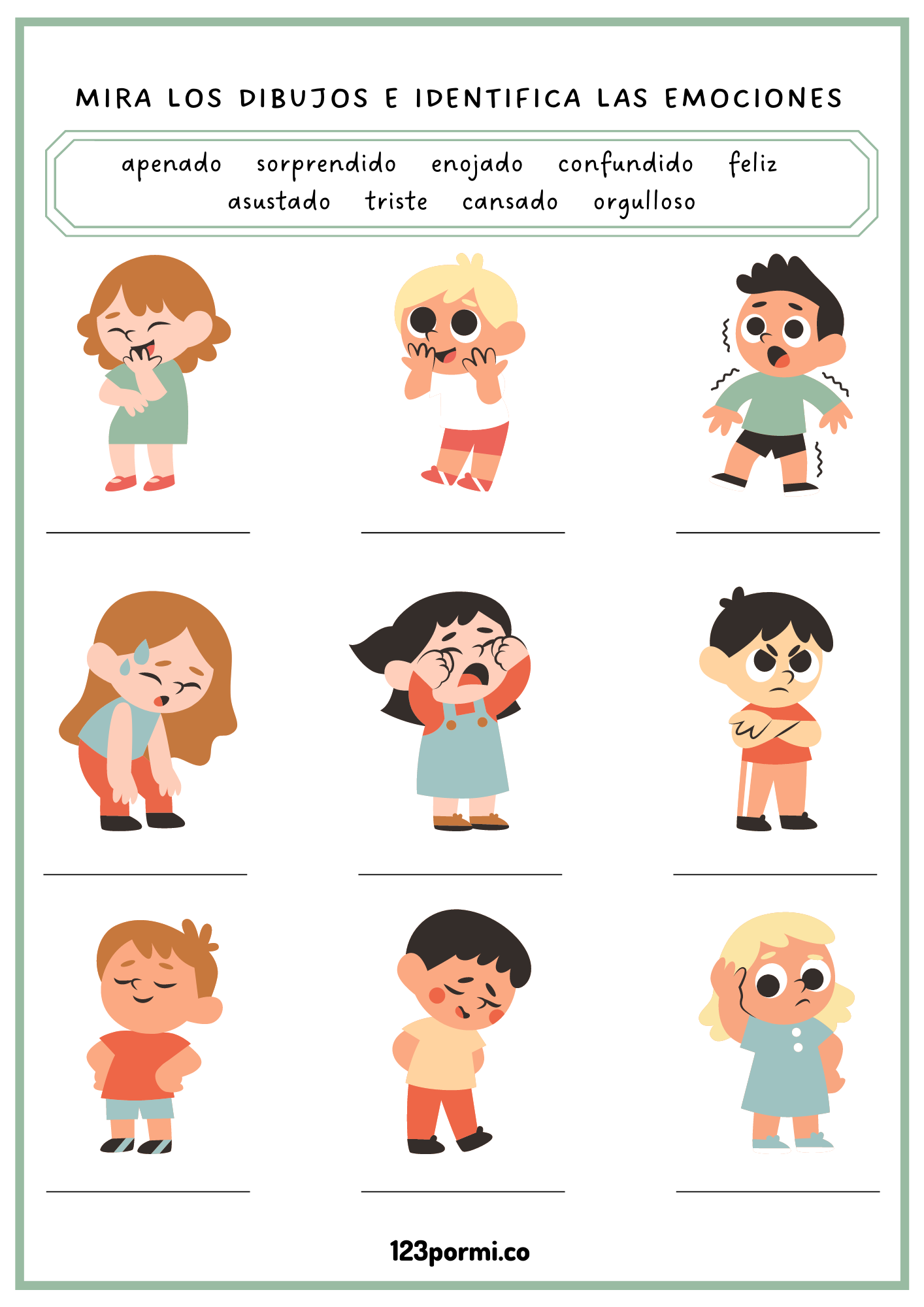 Identifica las emociones – 123 por mi