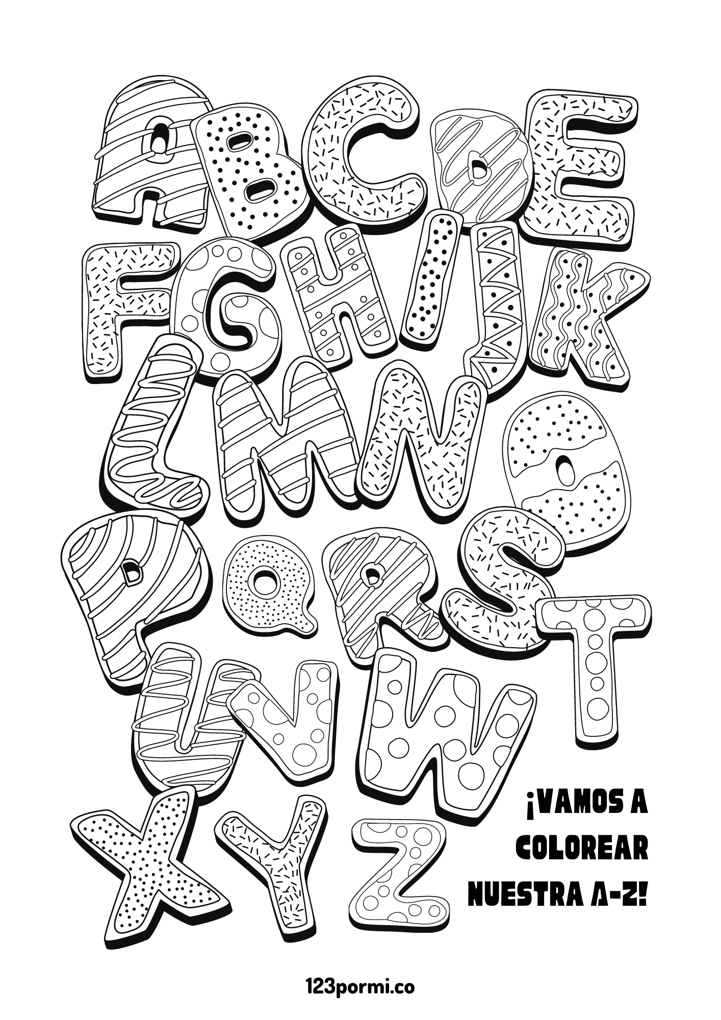 Colorea las letras – 123 por mi