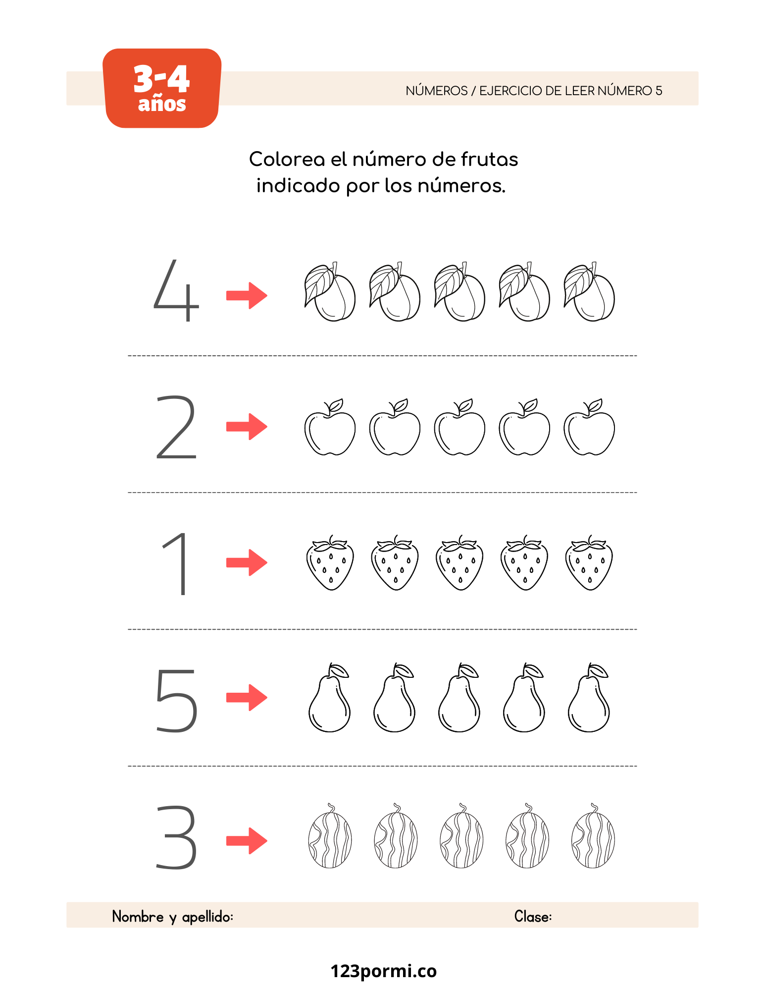 Colorea la cantidad correcta – 123 por mi