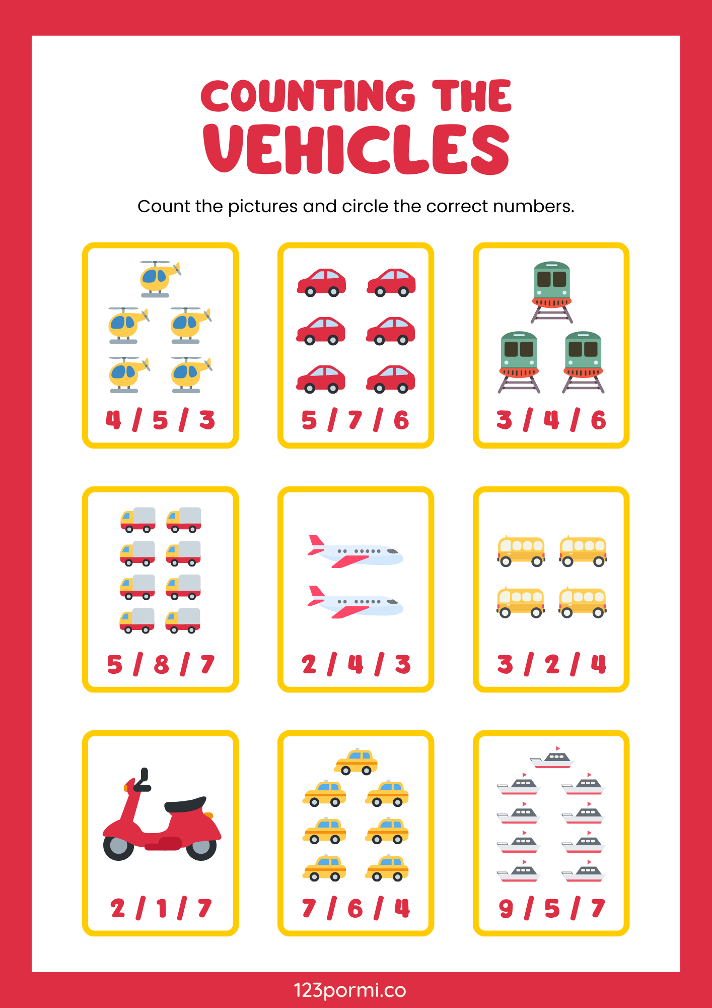Count the vehicles – 123 por mi