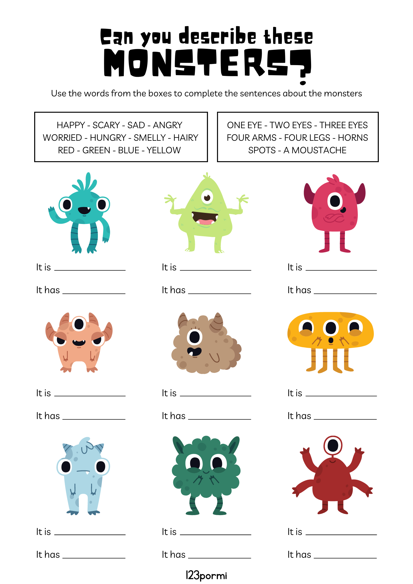 Describe the monster – 123 por mi