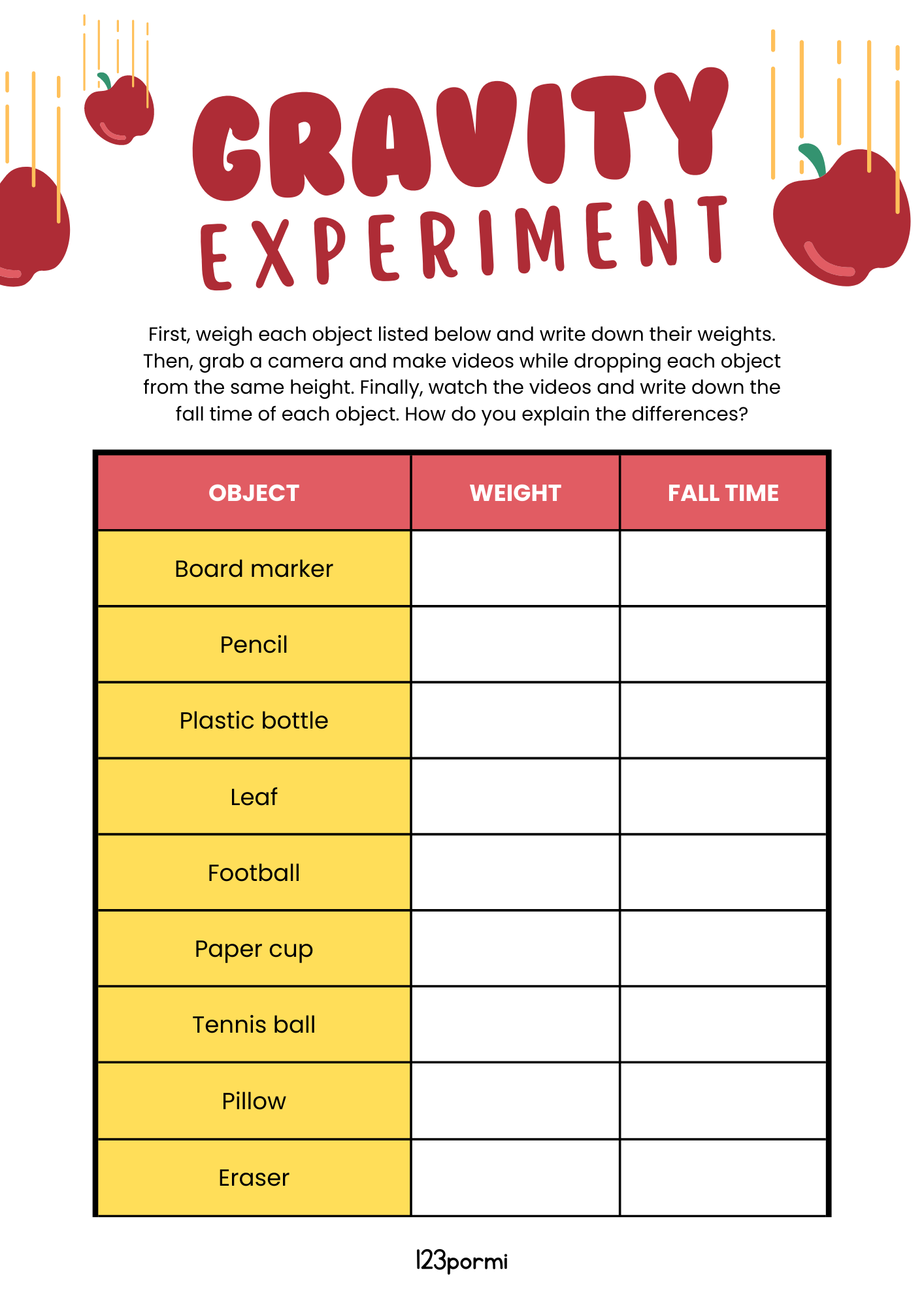 Gravity experiment – 123 por mi