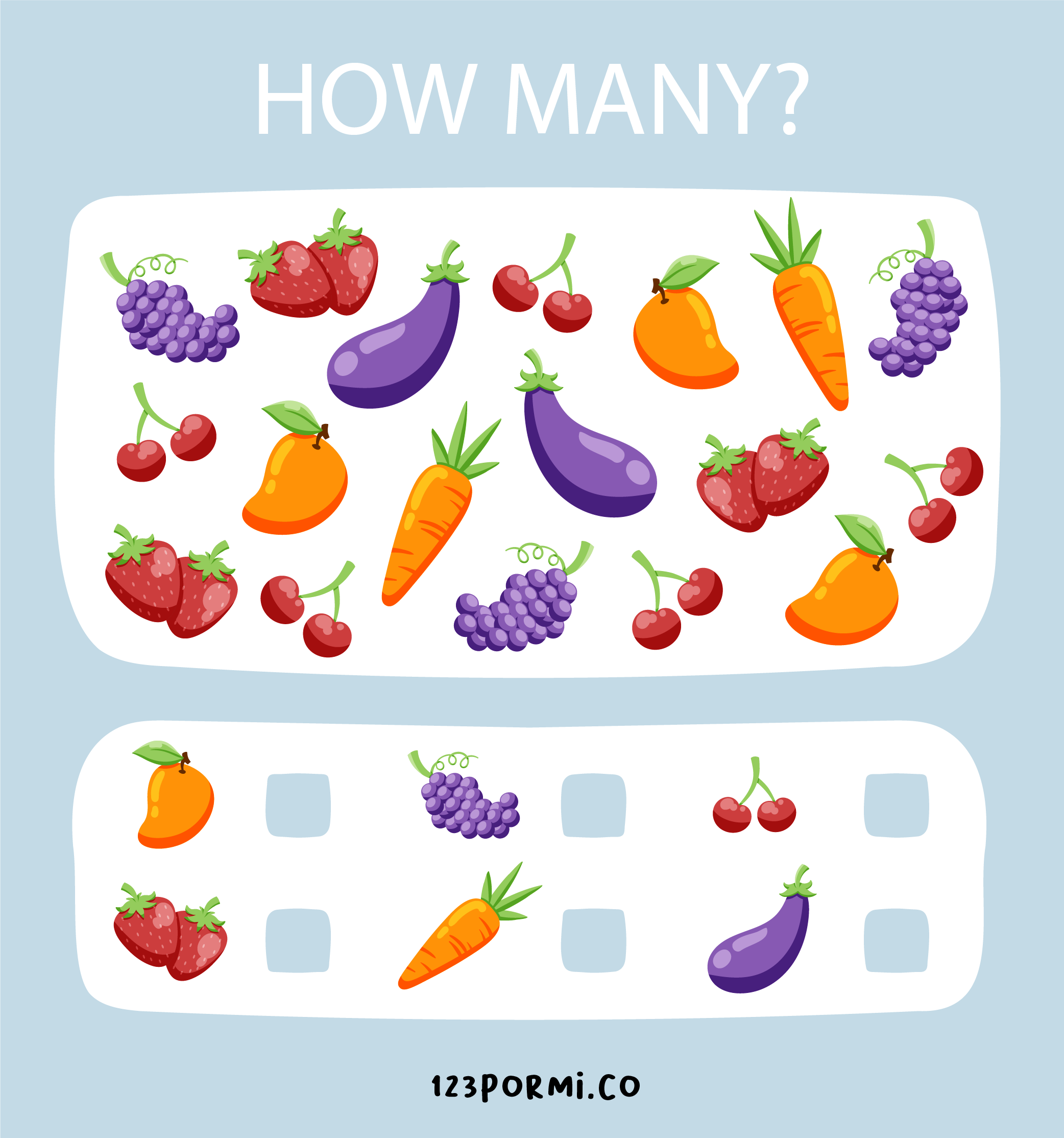 Count the fruits and veggies – 123 por mi