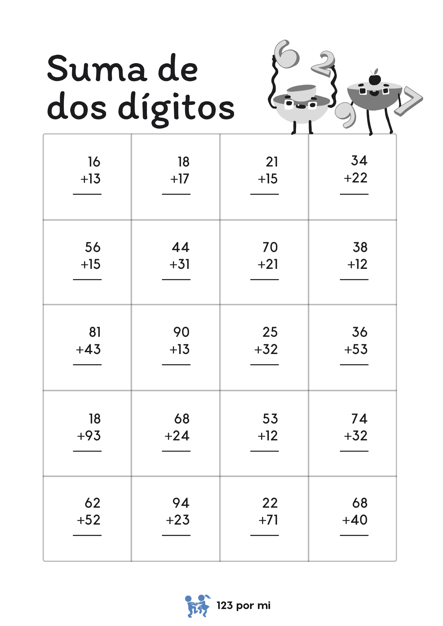 Suma de dos dígitos – 123 por mi