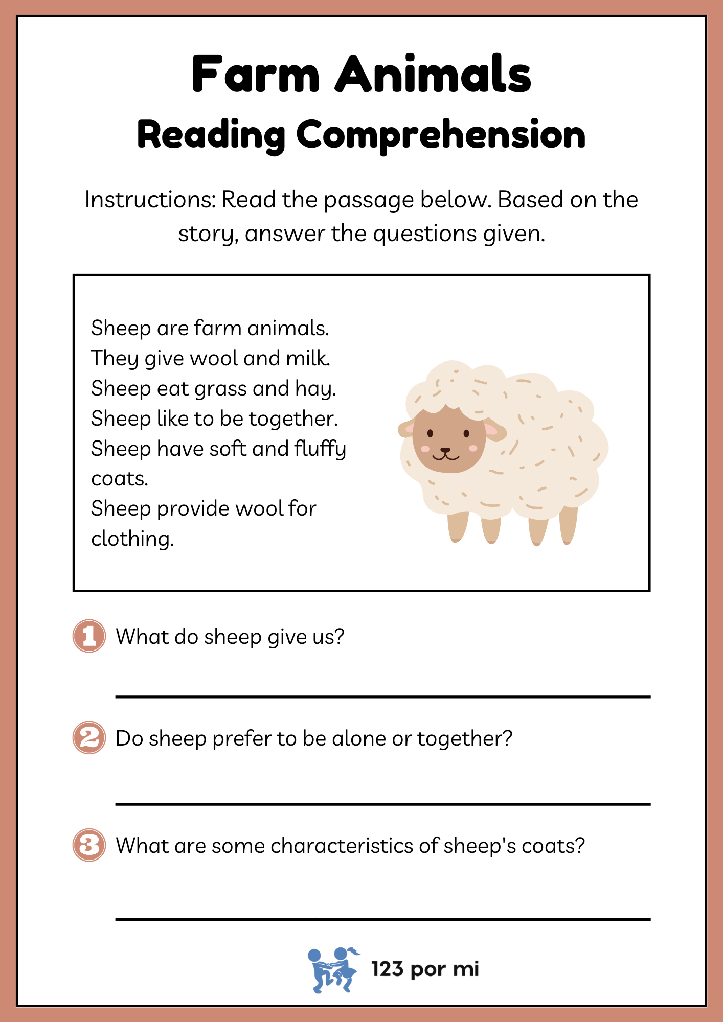 Sheep reading comprehension – 123 por mi
