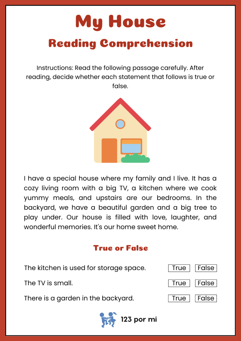 My house reading comprehension – 123 por mi