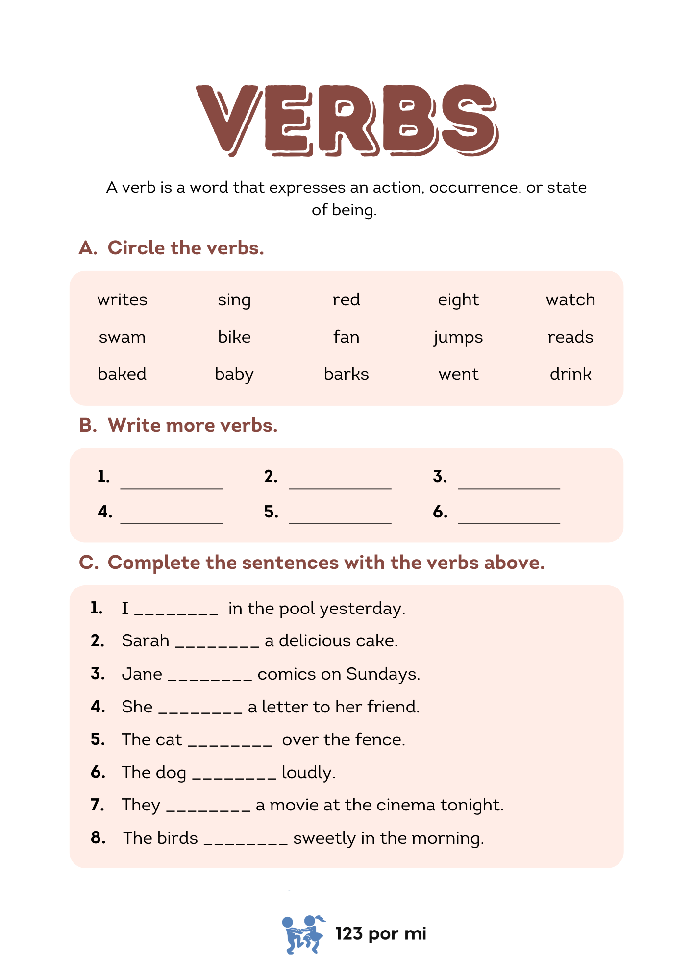 Verbs – 123 por mi