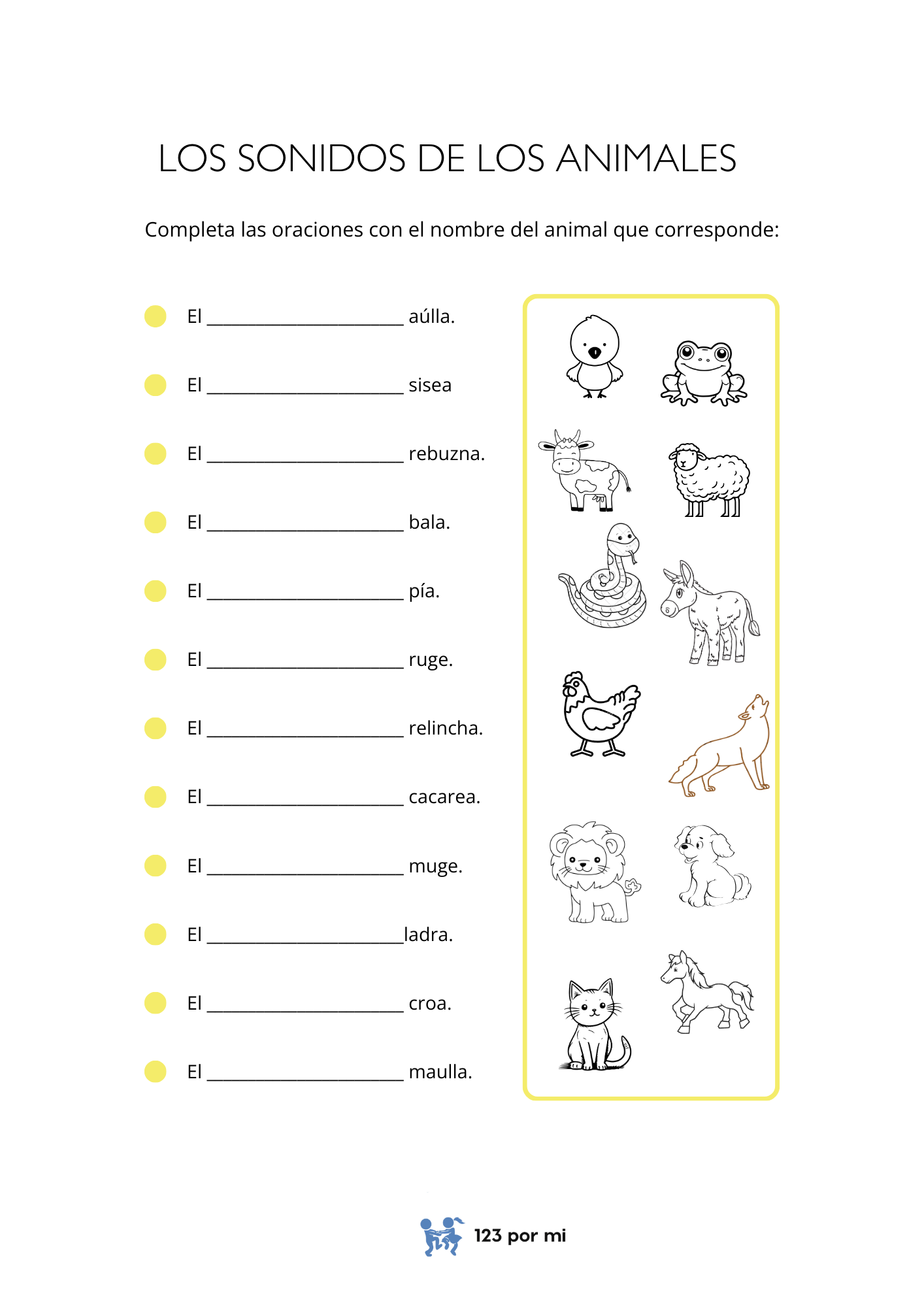 Completa las oraciones – 123 por mi