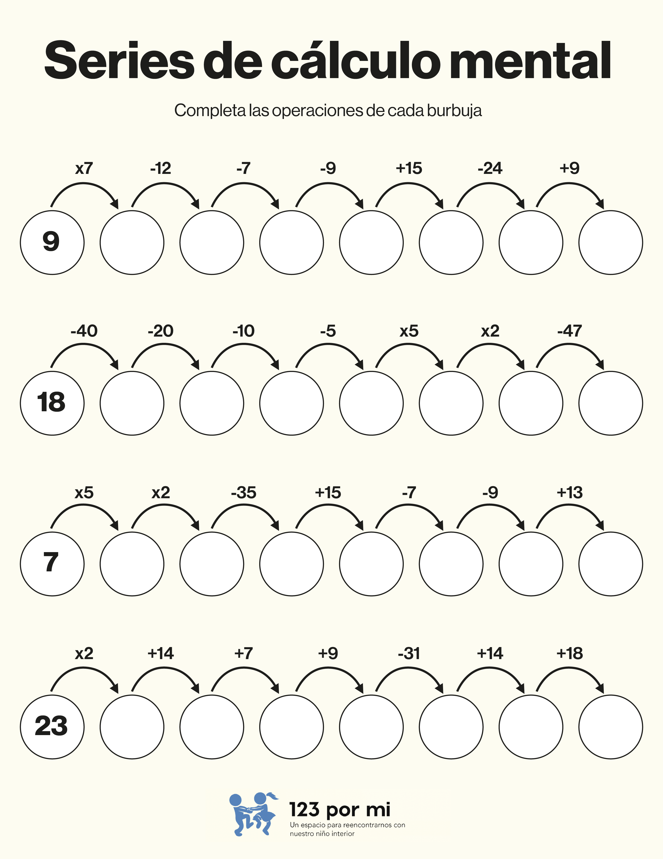 Series de cálculo mental – 123 por mi